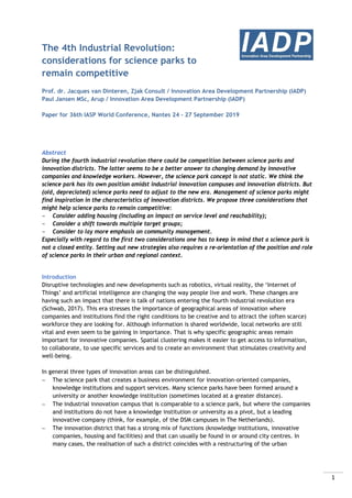 2019 - The 4th industrial revolution and science parks - Paper for 36th ...