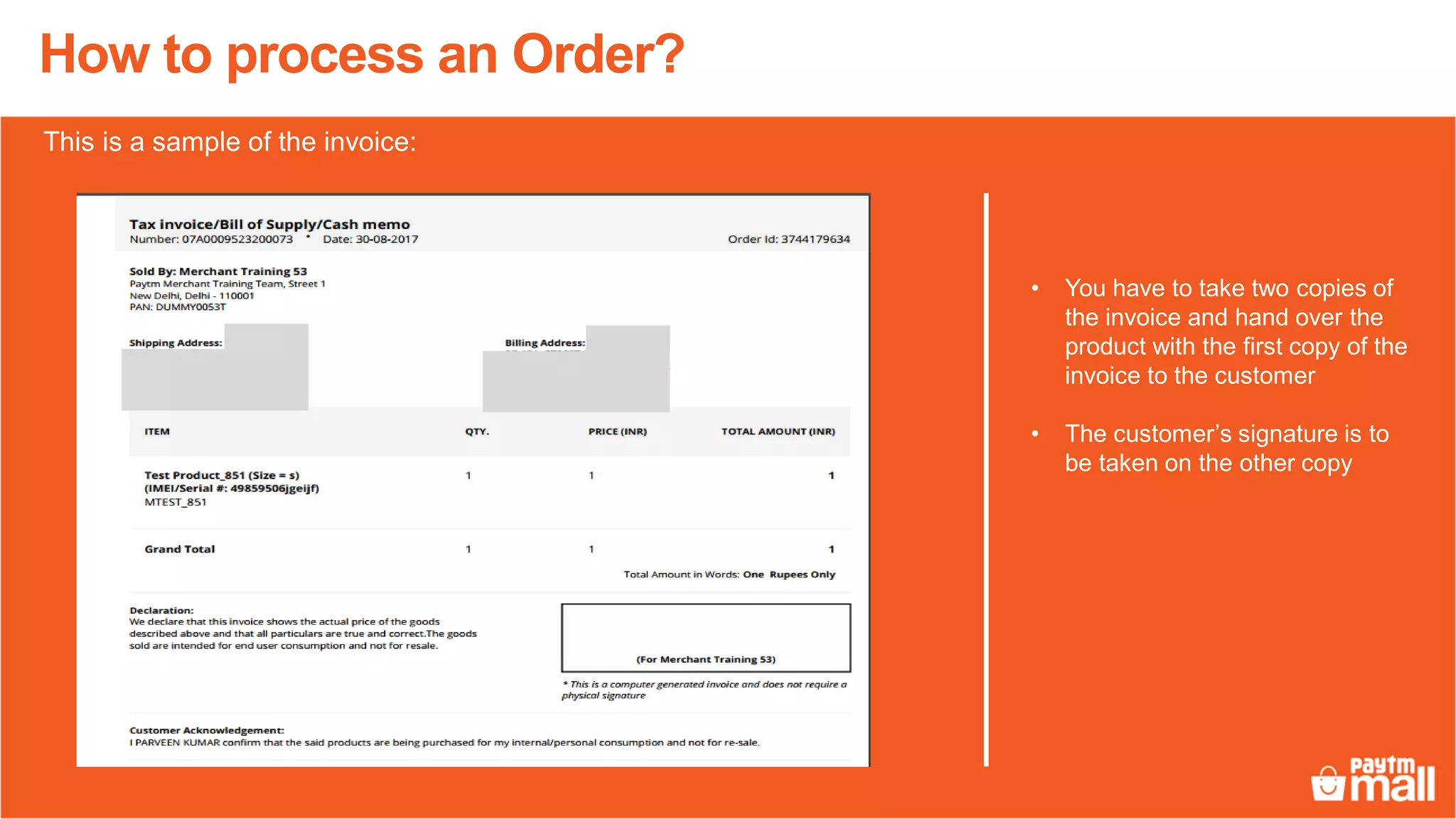 Order processing using Paytm Mall invoice for Paytm Mall Shop | PDF