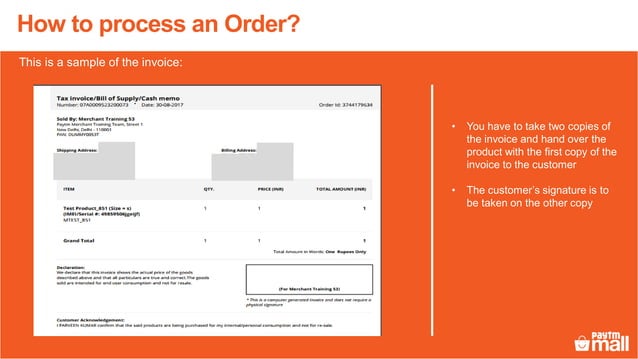Order processing using Paytm Mall invoice for Paytm Mall Shop | PDF