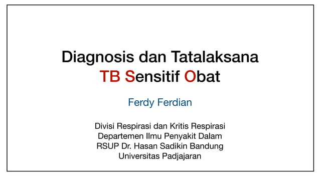 Diagnosis dan Tatalaksana TB Sensitif Obat | PDF