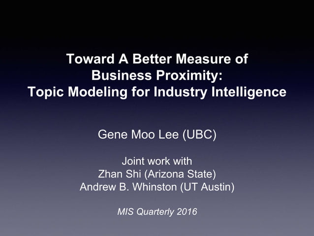 Developing A Big Data Analytics Framework for Industry Intelligence | PPTX