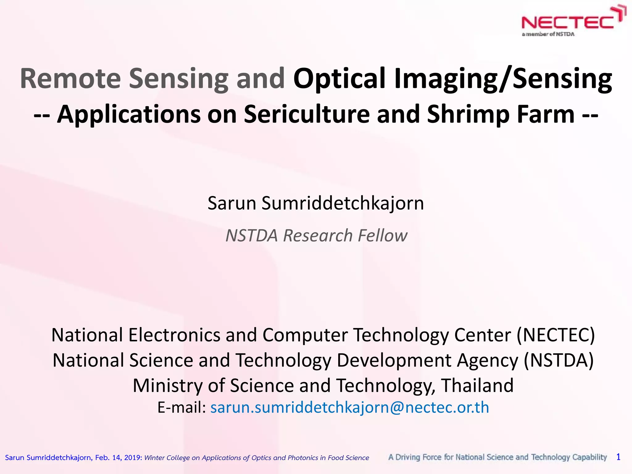 Remote sensing and optical imaging/sensing -- applications on ...