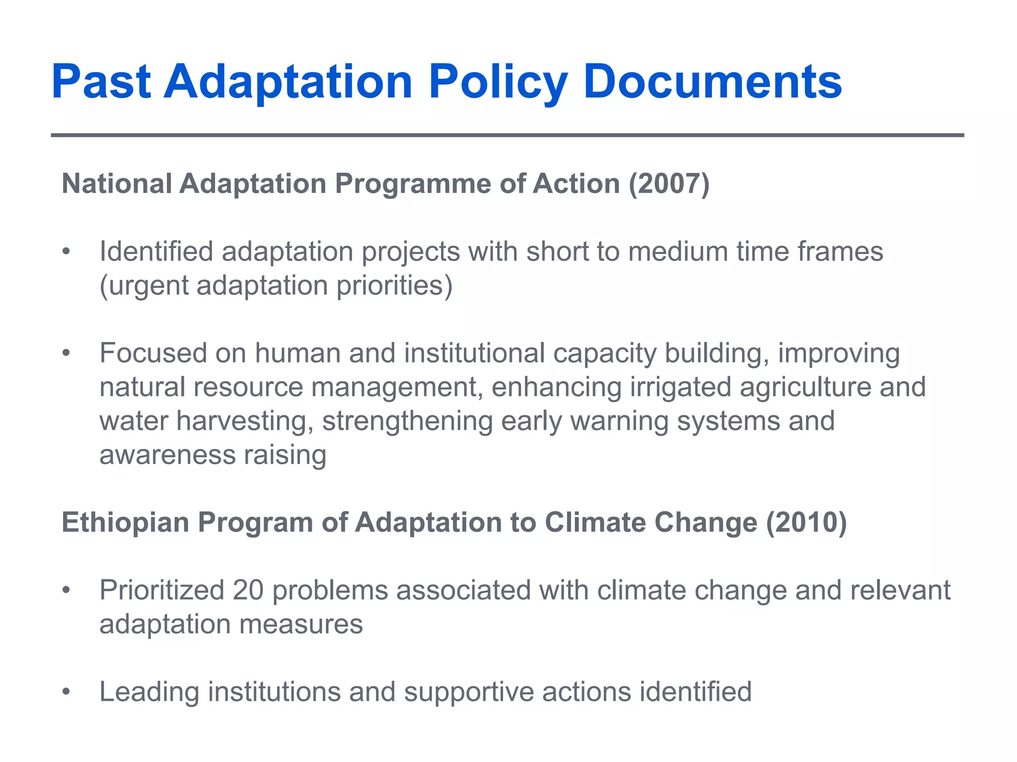 Ethiopia’s Climate Change Adaptation Policies: Overview | PPTX