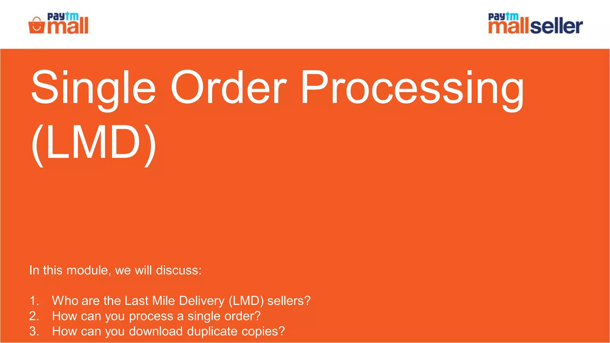 Steps to process single order for LMD sellers | PDF