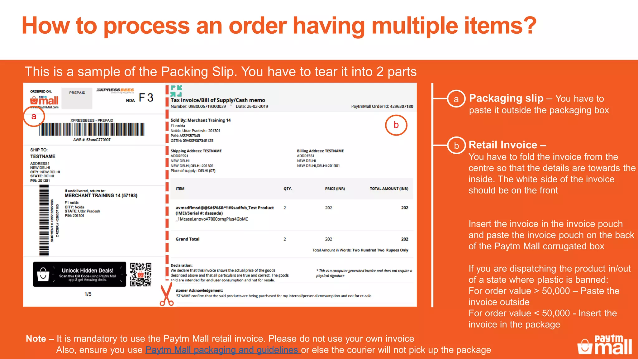 Multiple items order processing- Multiple AWB shipment | PDF