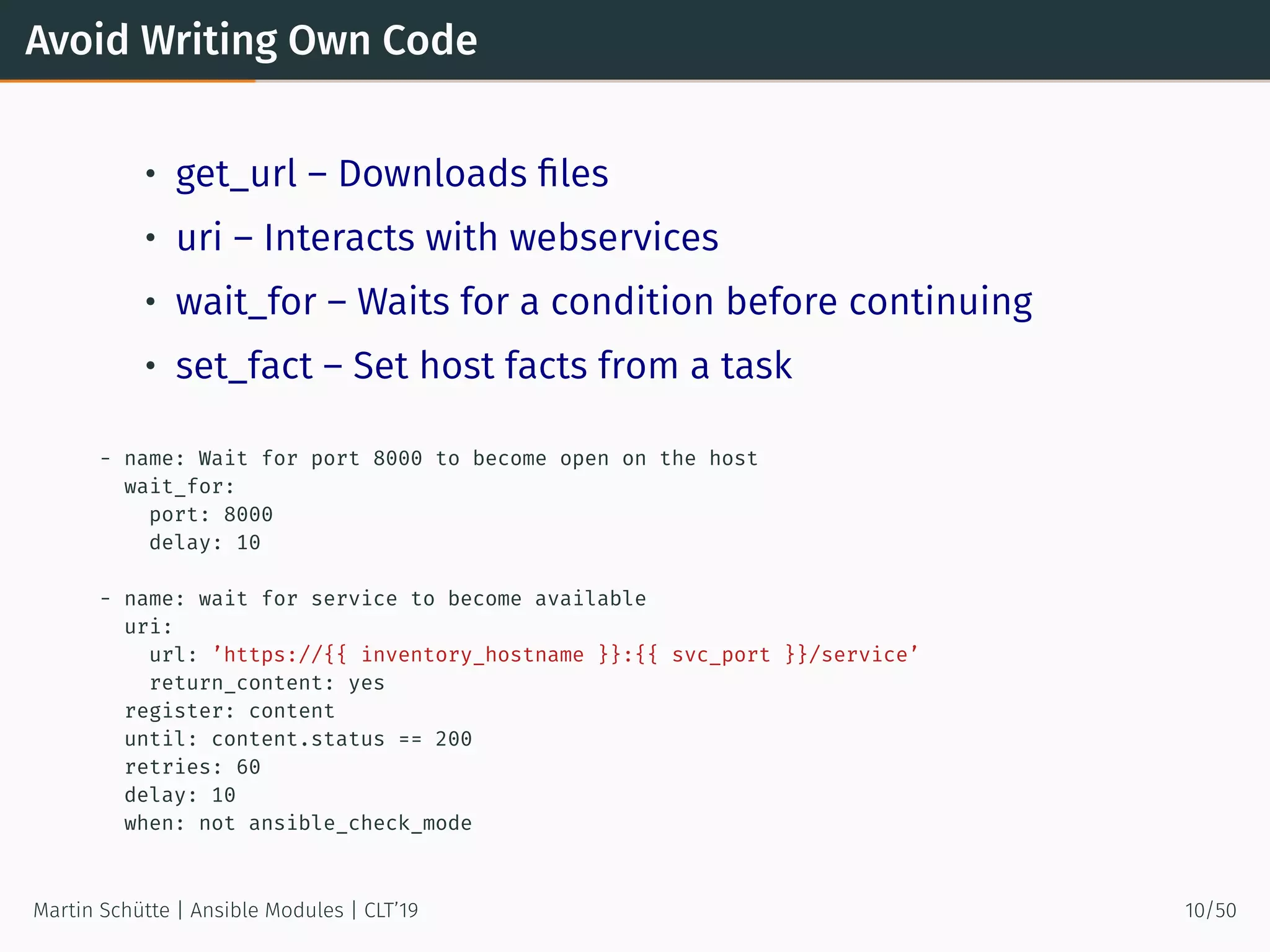 Writing Ansible Modules (CLT'19) | PPT