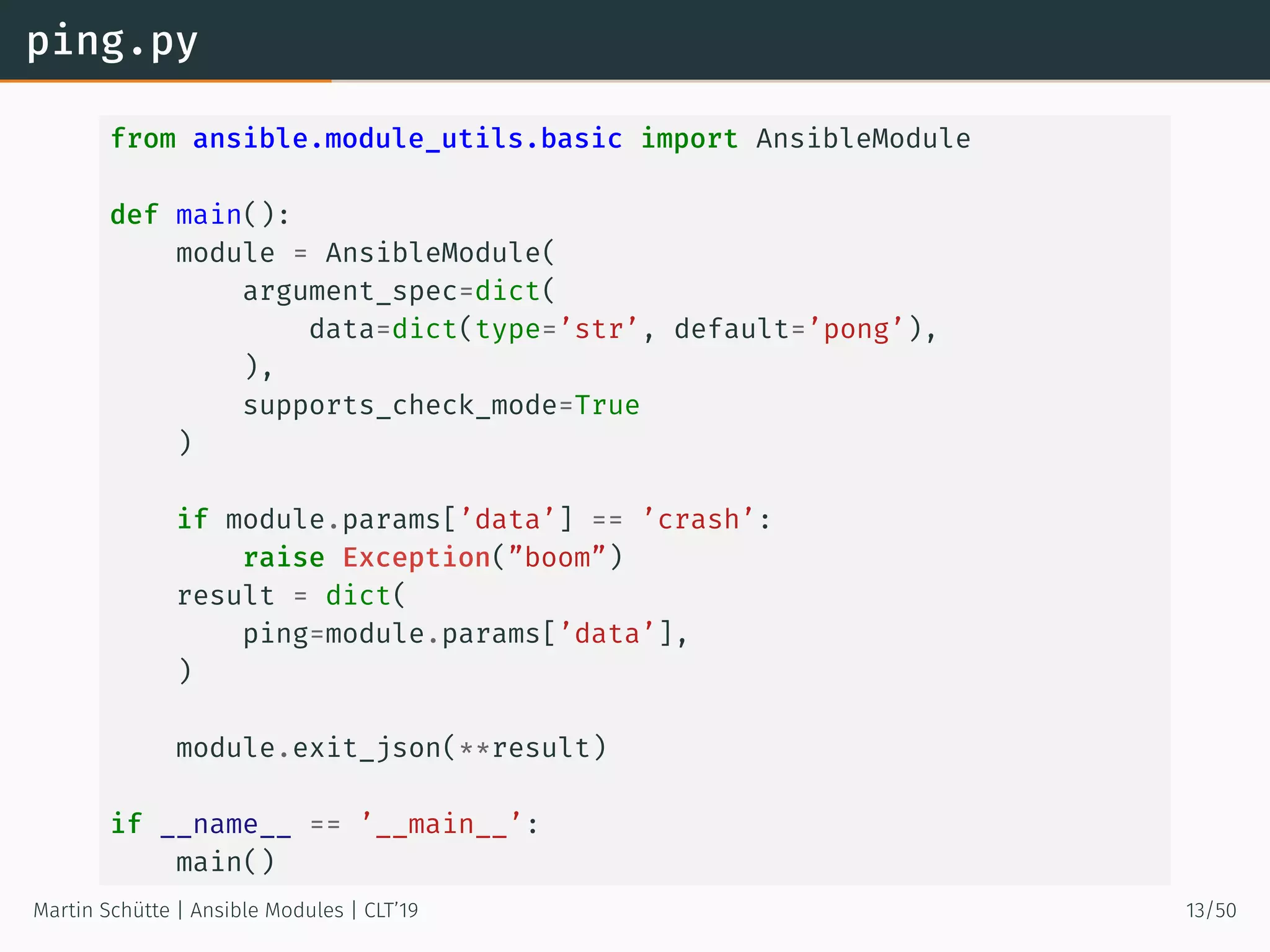 Writing Ansible Modules (CLT'19) | PPT