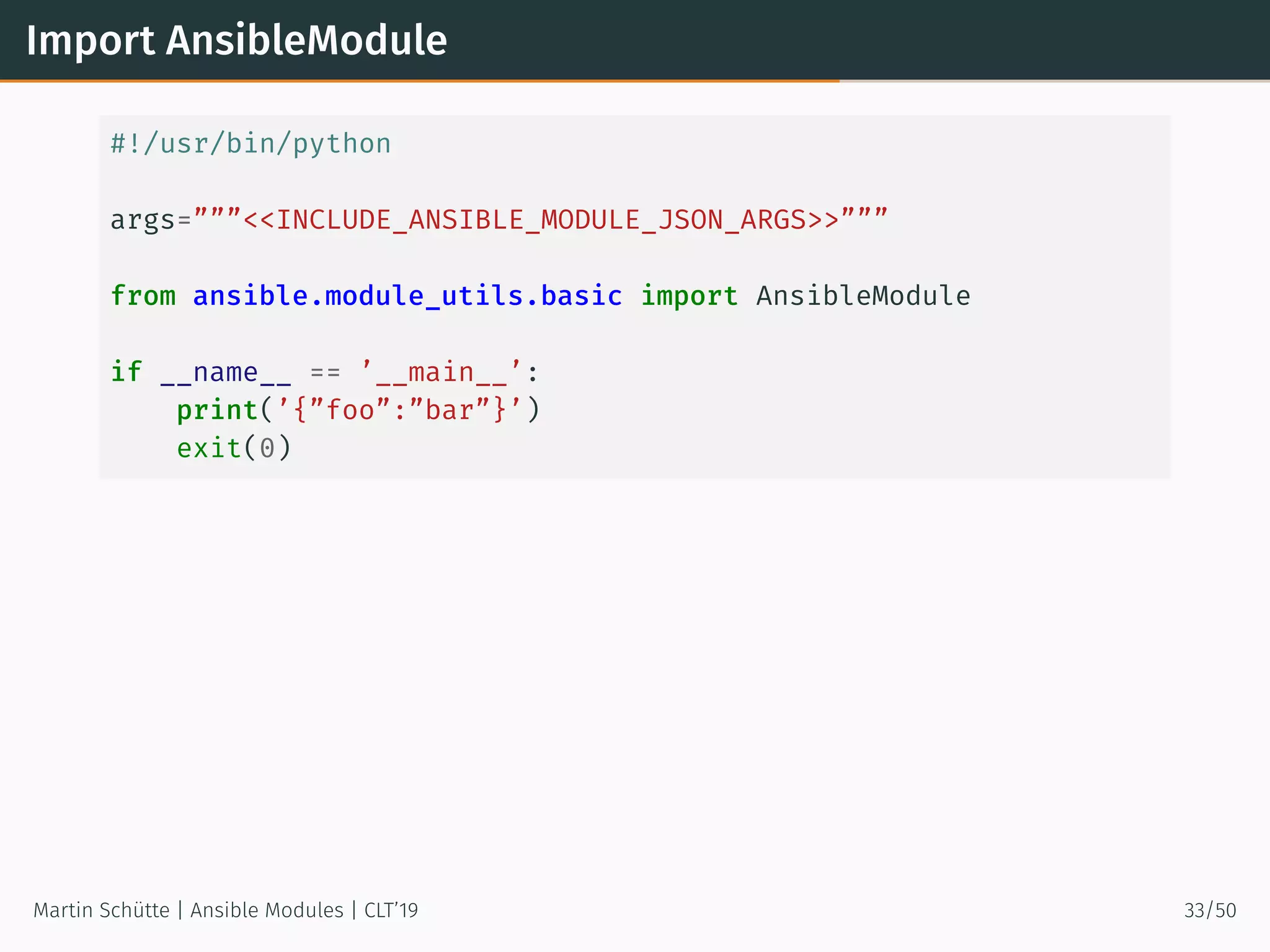 Writing Ansible Modules (CLT'19) | PPT