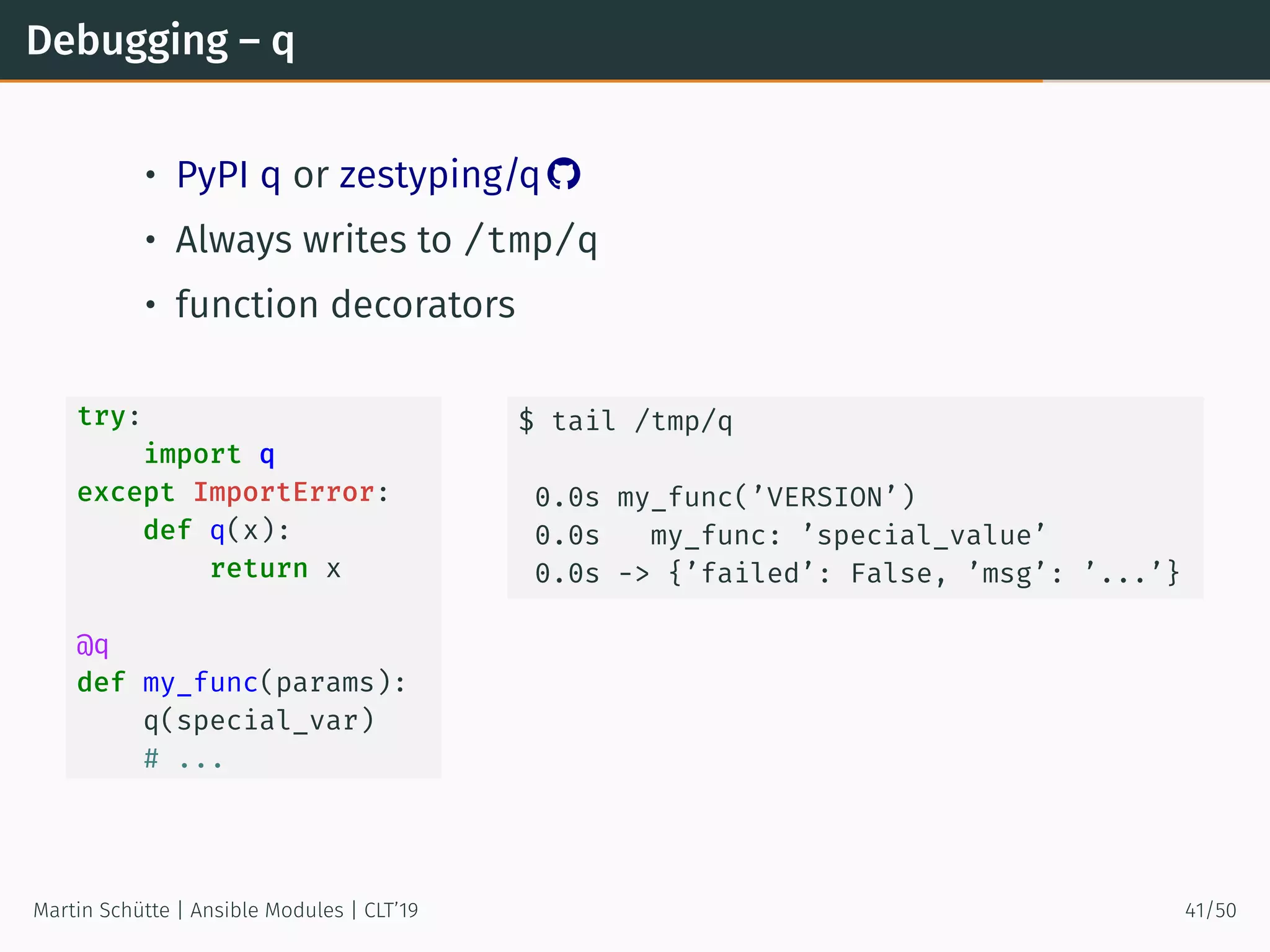 Writing Ansible Modules (CLT'19) | PPT