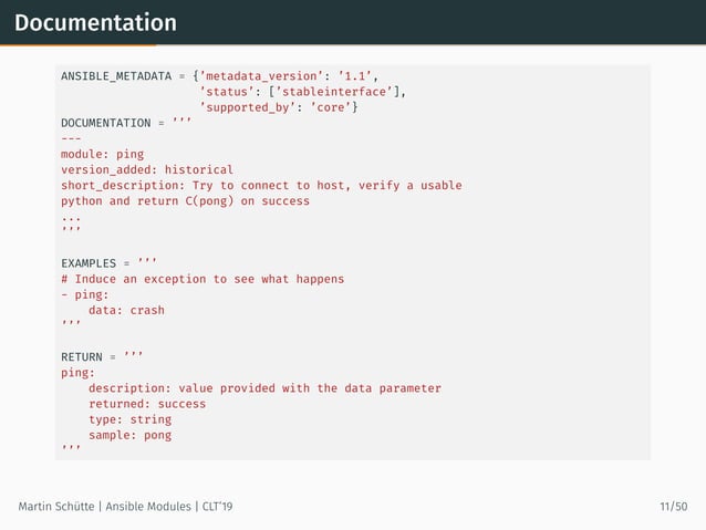 Writing Ansible Modules (CLT'19) | PPT