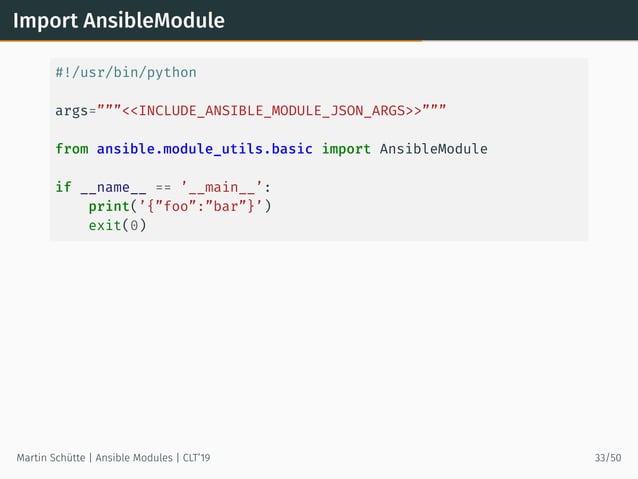 Writing Ansible Modules (CLT'19) | PPT