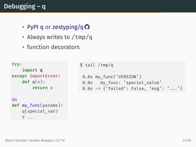 Writing Ansible Modules (CLT'19) | PPT