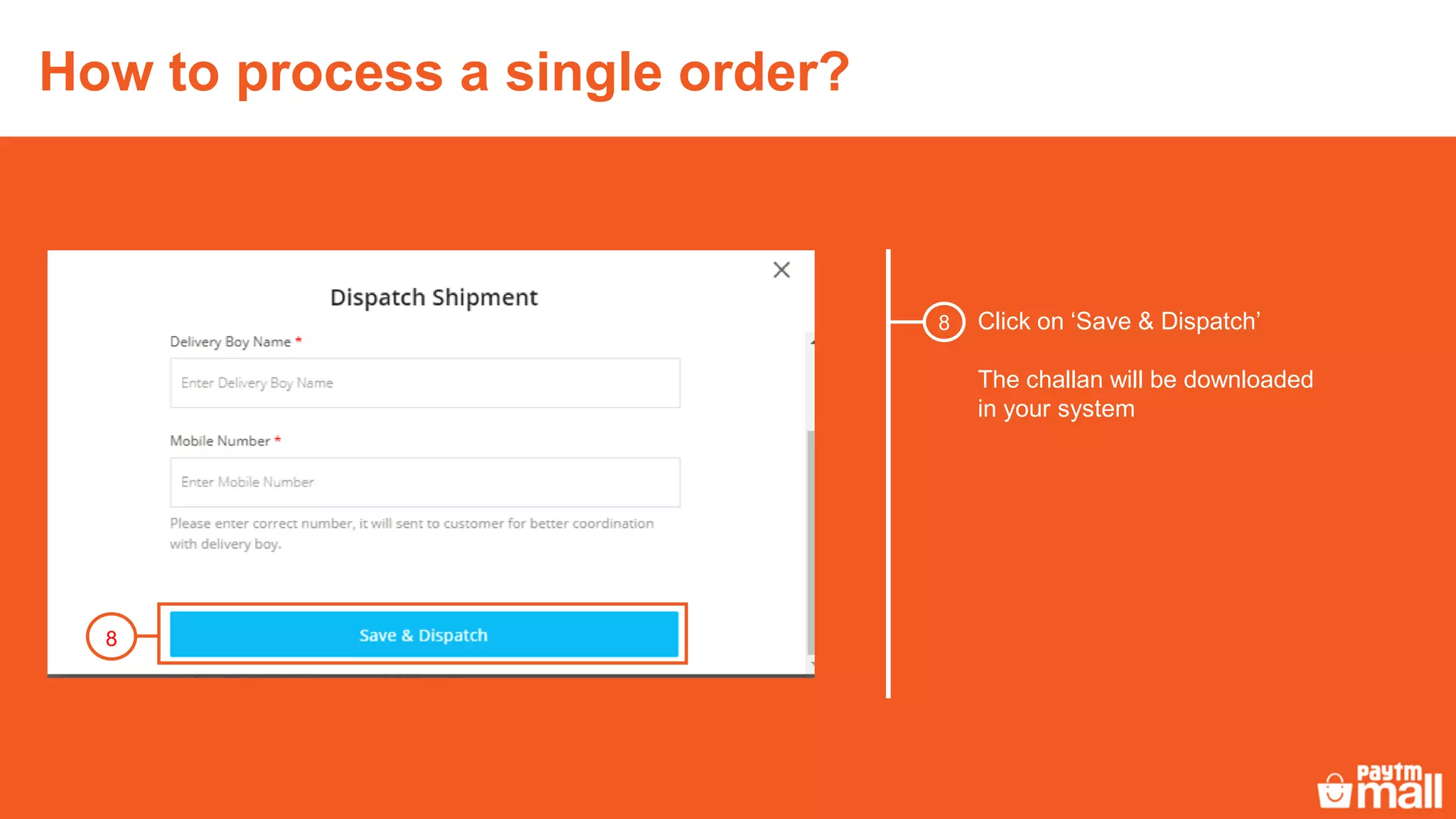 Single order processing - self delivery | PDF