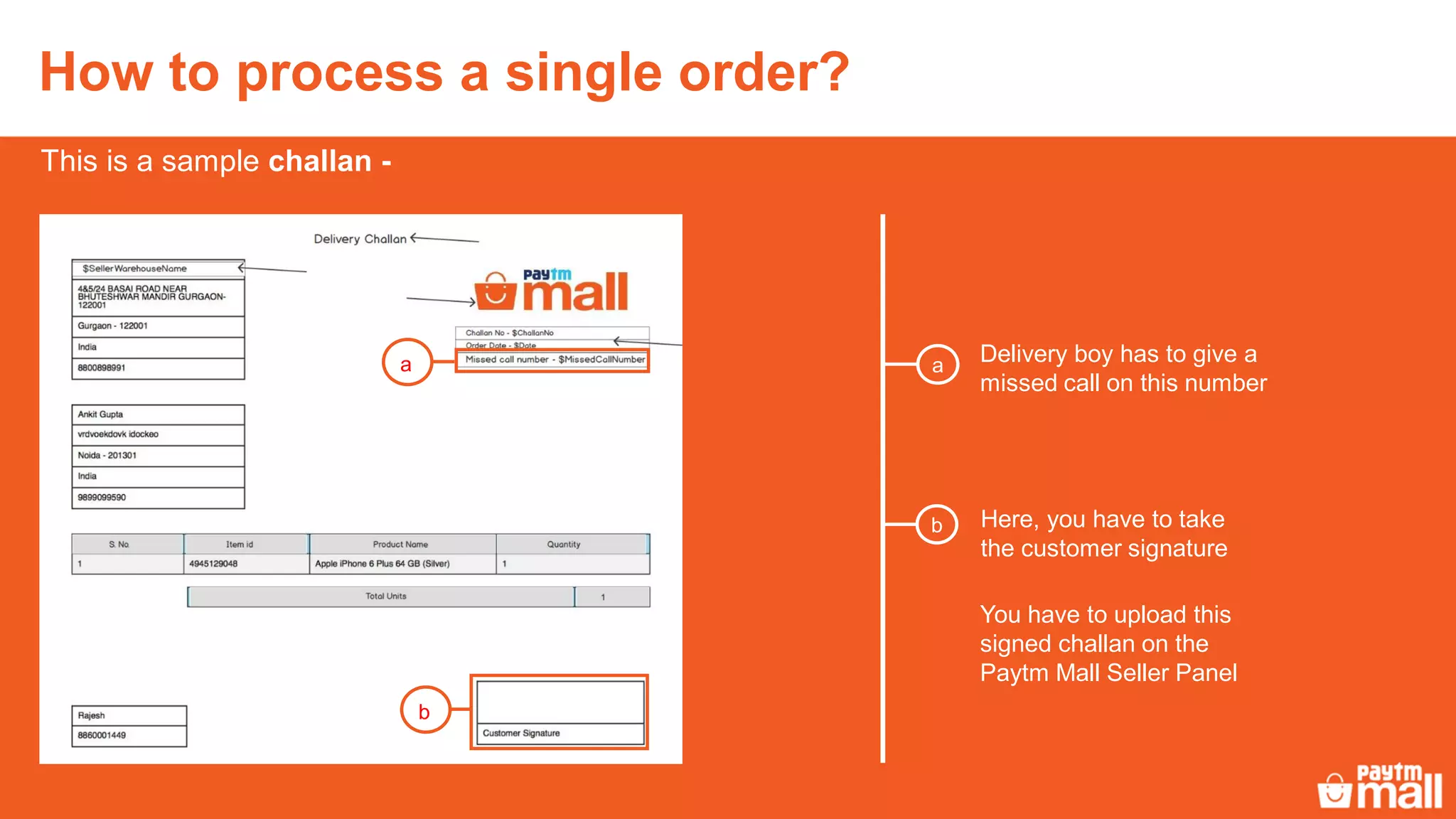 Single order processing - self delivery | PDF