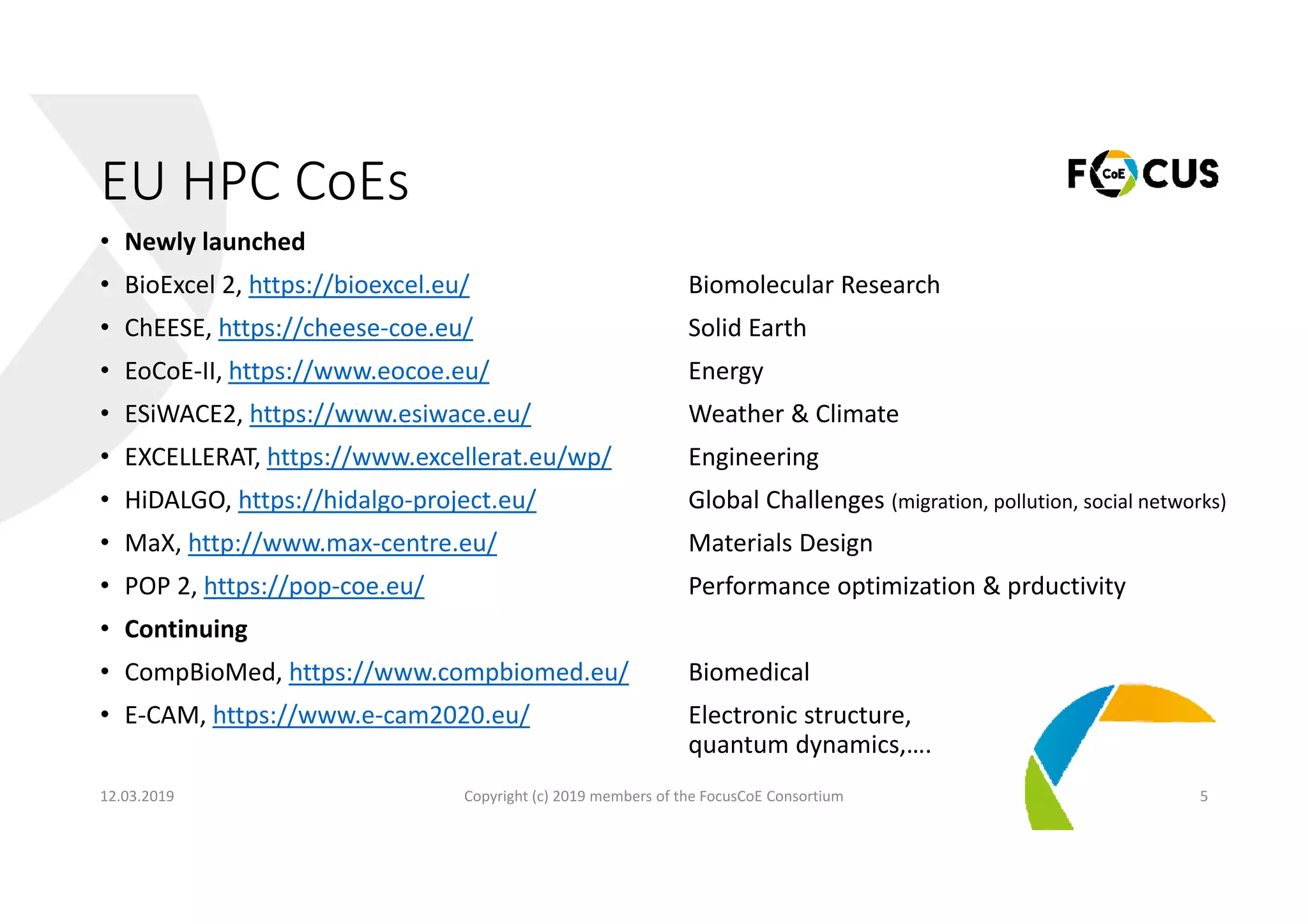 Overview on the HPC CoEs panorama | PPT