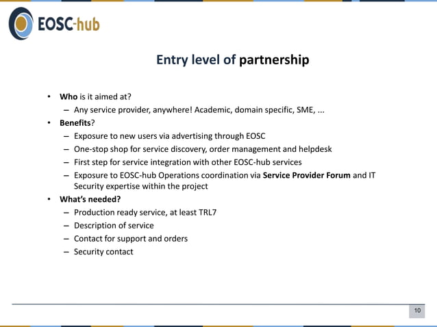 Joining the EOSC-hub as a Service Provider | PPT