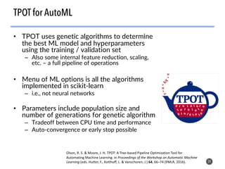 Automated Machine Learning Applied to Diverse Materials Design Problems | PPT