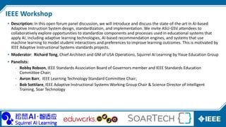 IEEE Workshop on Standardization Opportunities for AI in Education | PDF