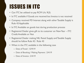 GST Input Tax Credit | PPT