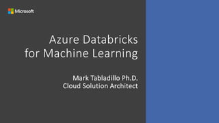 201905 Azure Databricks for Machine Learning | PDF