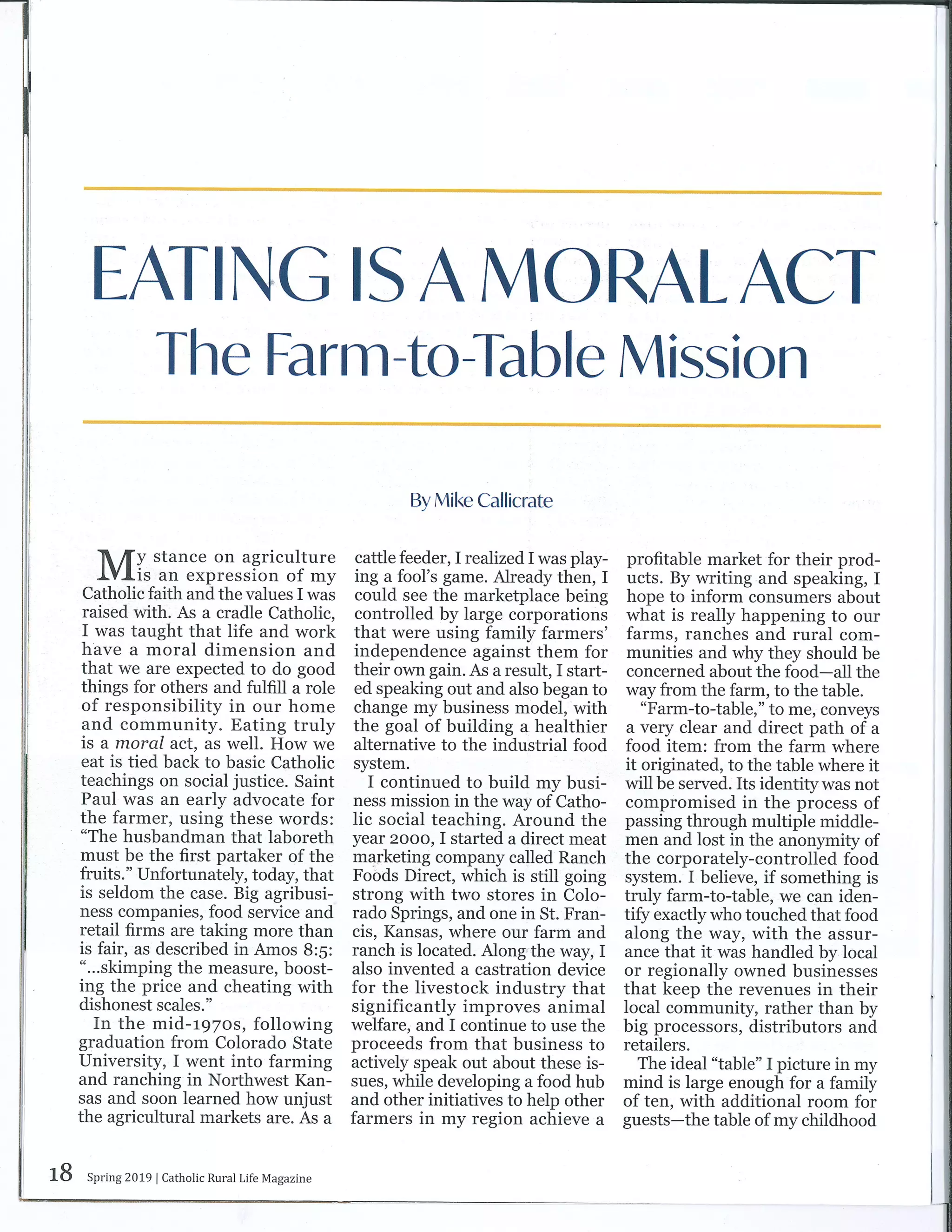 Catholic Rural Life: Eating is a Moral Act | PDF | Religion & Spirituality