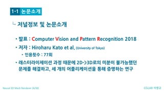 (Paper Review)Neural 3D mesh renderer | PDF