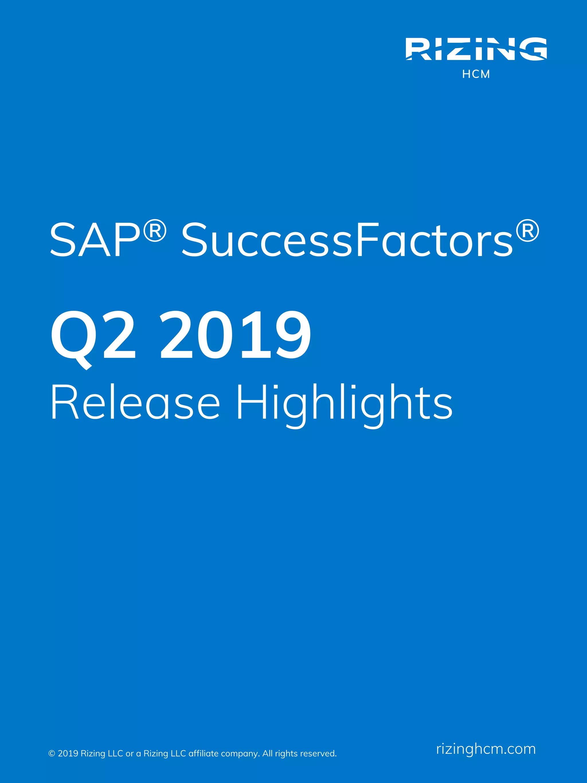 SAP SuccessFactors Q2 2019 Release Highlights | PDF