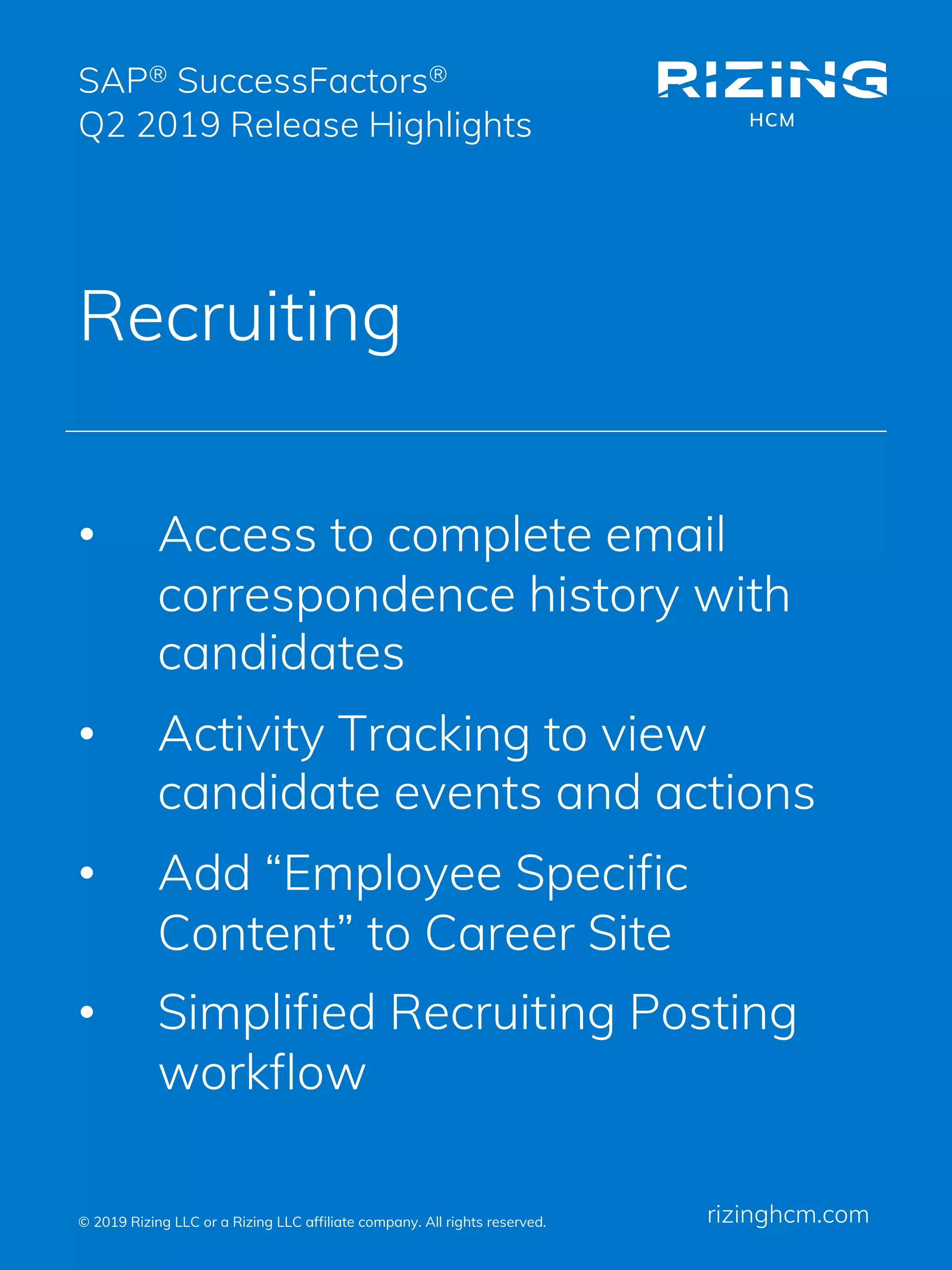 SAP SuccessFactors Q2 2019 Release Highlights | PDF