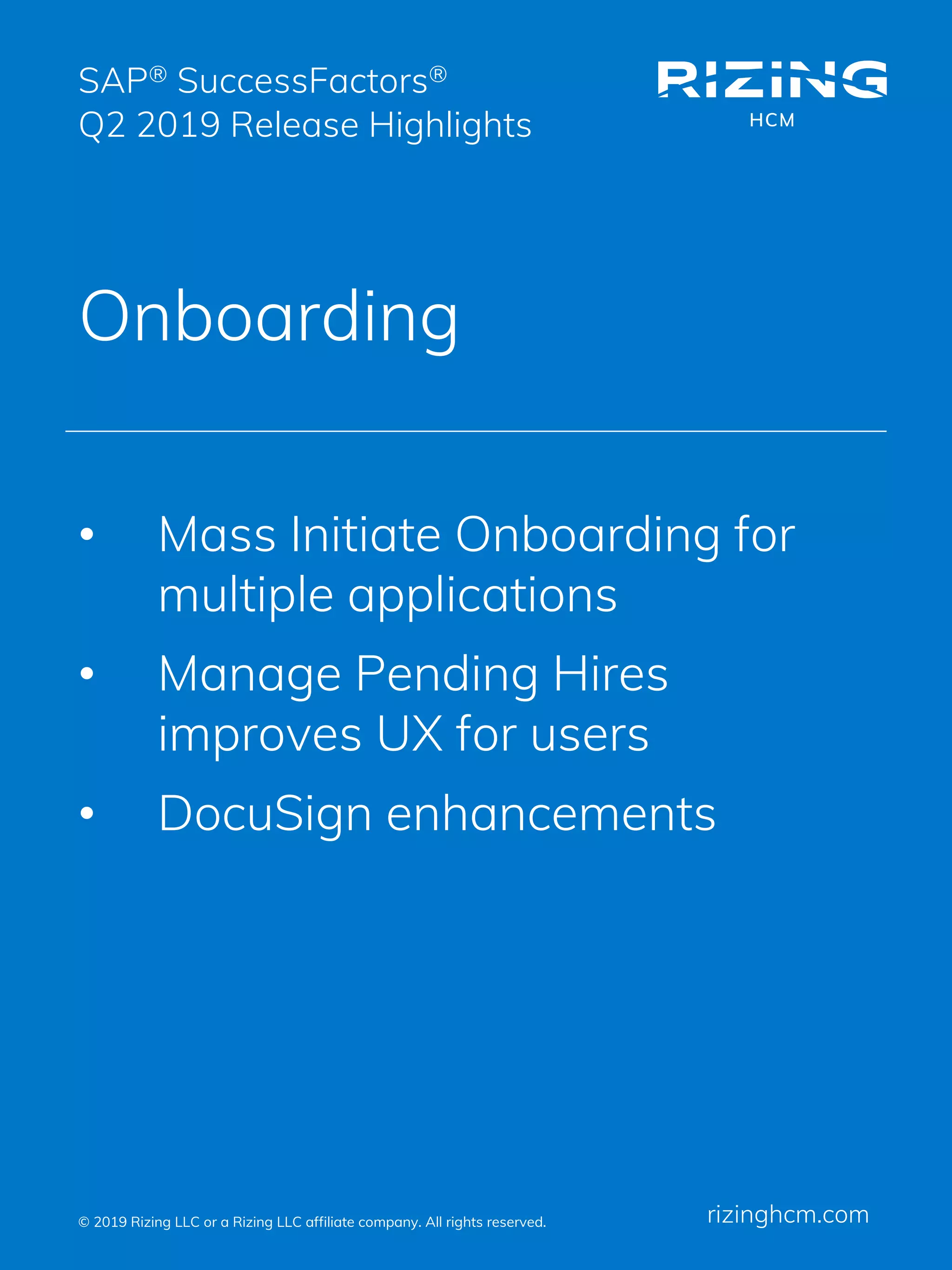 SAP SuccessFactors Q2 2019 Release Highlights | PDF