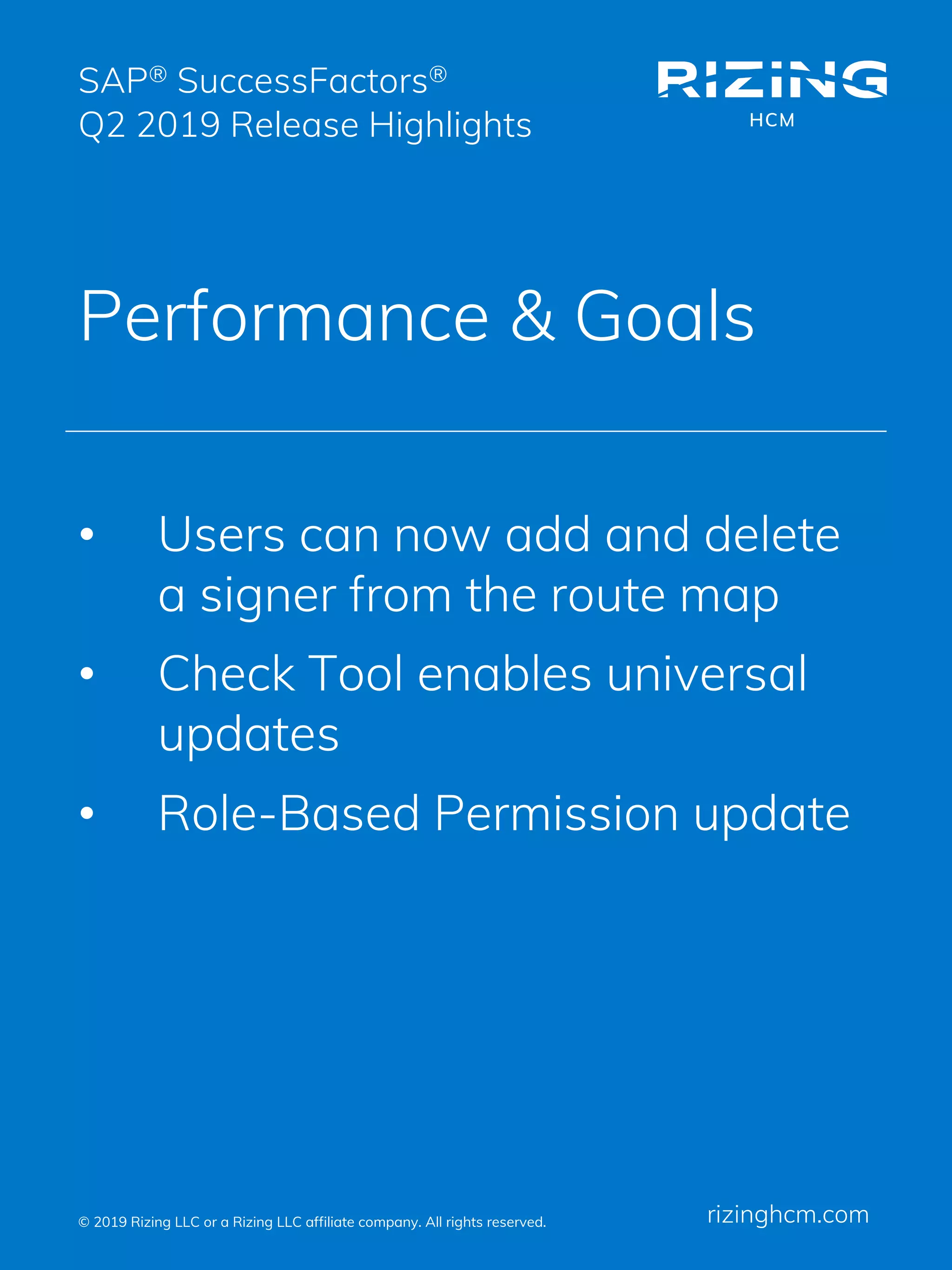 SAP SuccessFactors Q2 2019 Release Highlights | PDF