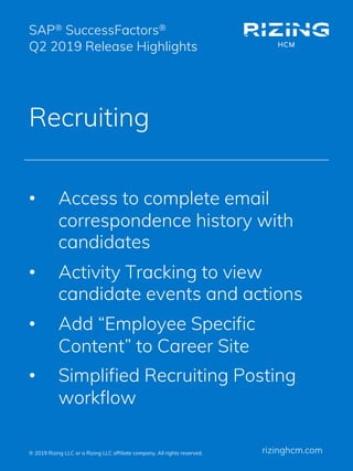SAP SuccessFactors Q2 2019 Release Highlights | PDF