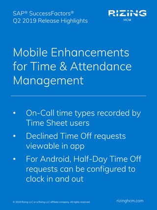 SAP SuccessFactors Q2 2019 Release Highlights | PDF
