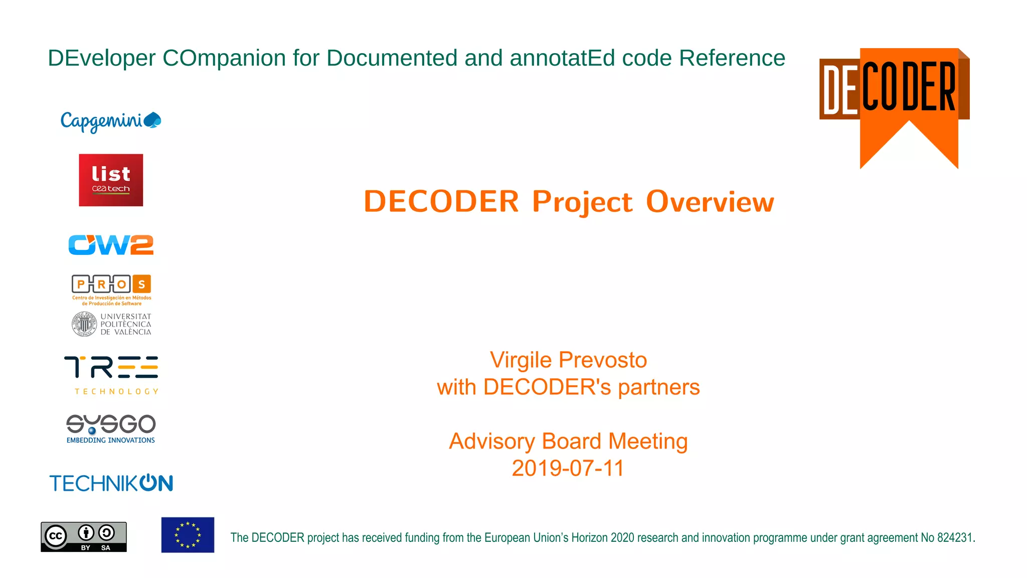 DECODER Project Presentation to the Advisory Board | PPT