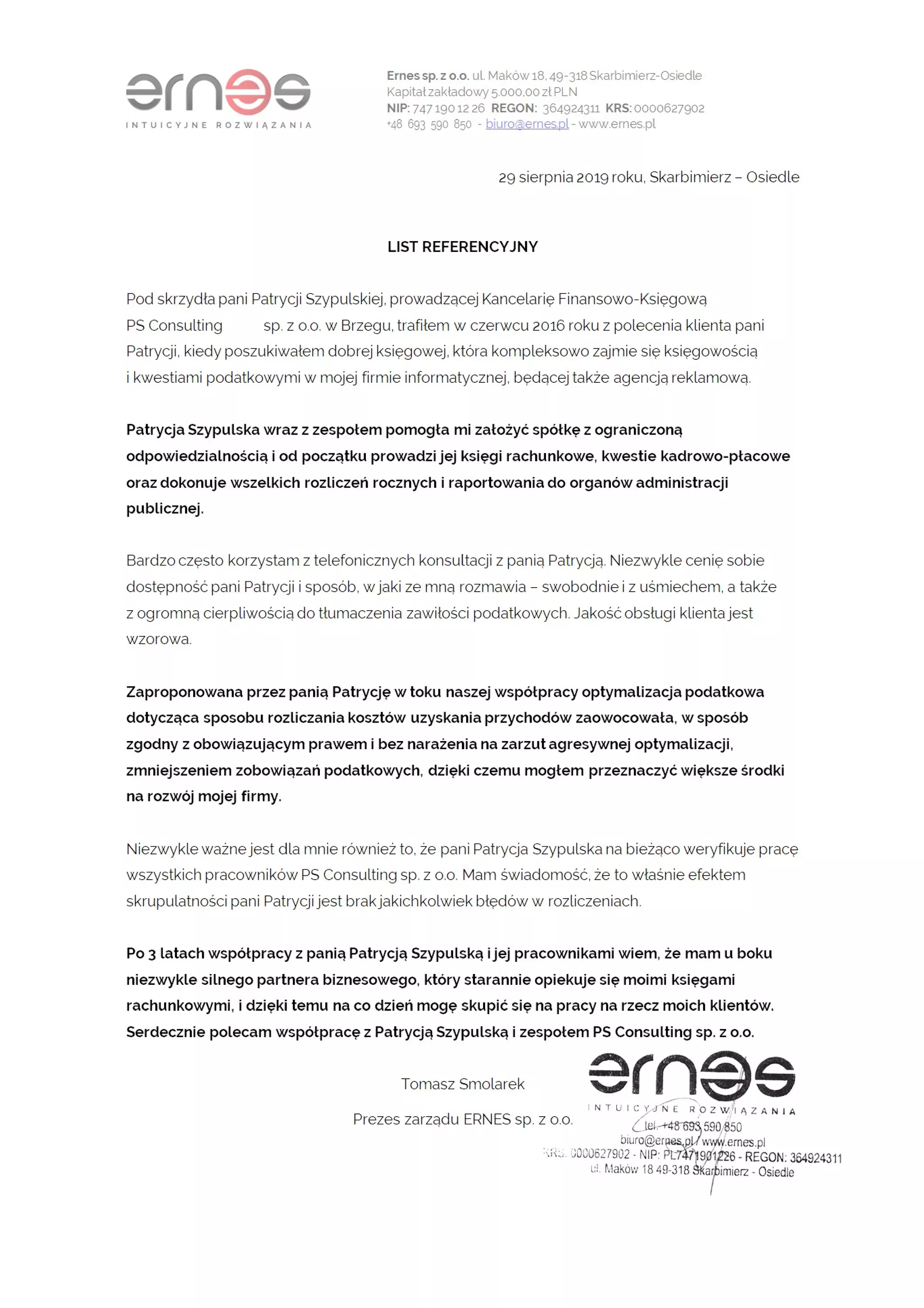 Referencje dla PS Consulting sp. zo.o. | PDF