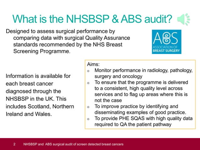 NHS Breast Screening Programme & Association of Breast Surgery Audit | PPT