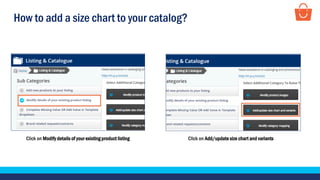 Update product images, descriptions, and add size chart | PPT