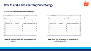Update product images, descriptions, and add size chart | PPT