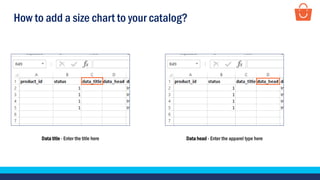 Update product images, descriptions, and add size chart | PPT