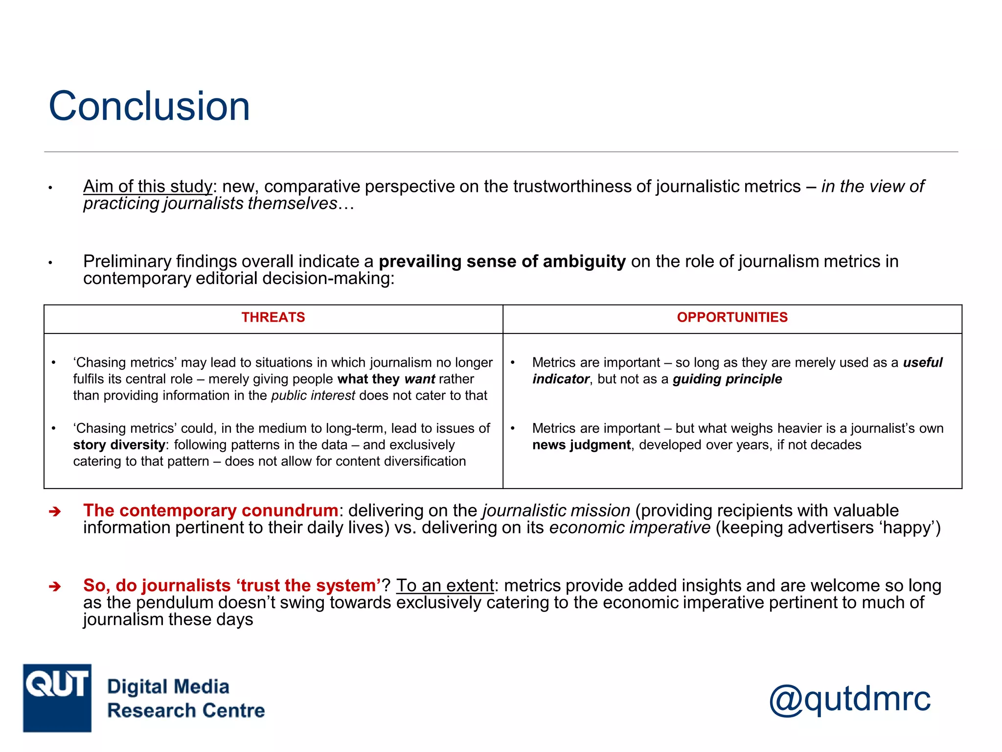 Trust in Journalism Metrics | PDF