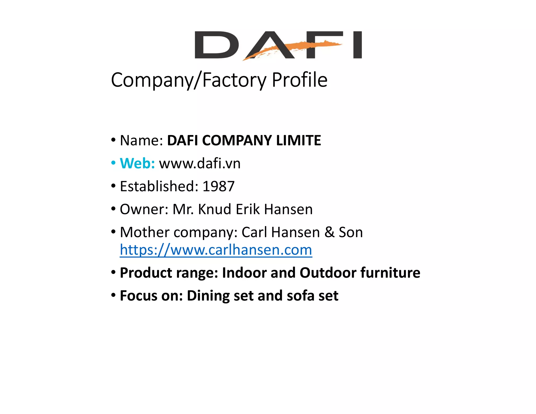 DAFI FURNITURE COMPANY PROFILE | PDF
