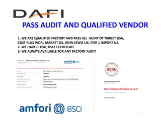 DAFI FURNITURE COMPANY PROFILE | PDF | Woodworking | Arts and Crafts