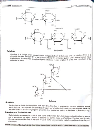 Akash Institute Biomolecules Notes Class 12 JEE Mains and Advanced | PDF