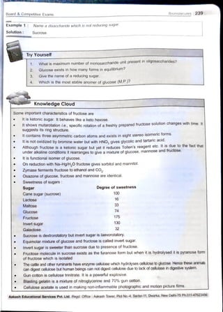 Akash Institute Biomolecules Notes Class 12 JEE Mains and Advanced | PDF