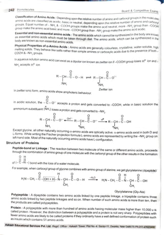 Akash Institute Biomolecules Notes Class 12 JEE Mains and Advanced | PDF