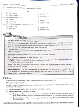 Akash Institute Biomolecules Notes Class 12 JEE Mains and Advanced | PDF