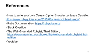 Simple Cipher Exercism Ruby Challenge - Nov 2019 | PPT
