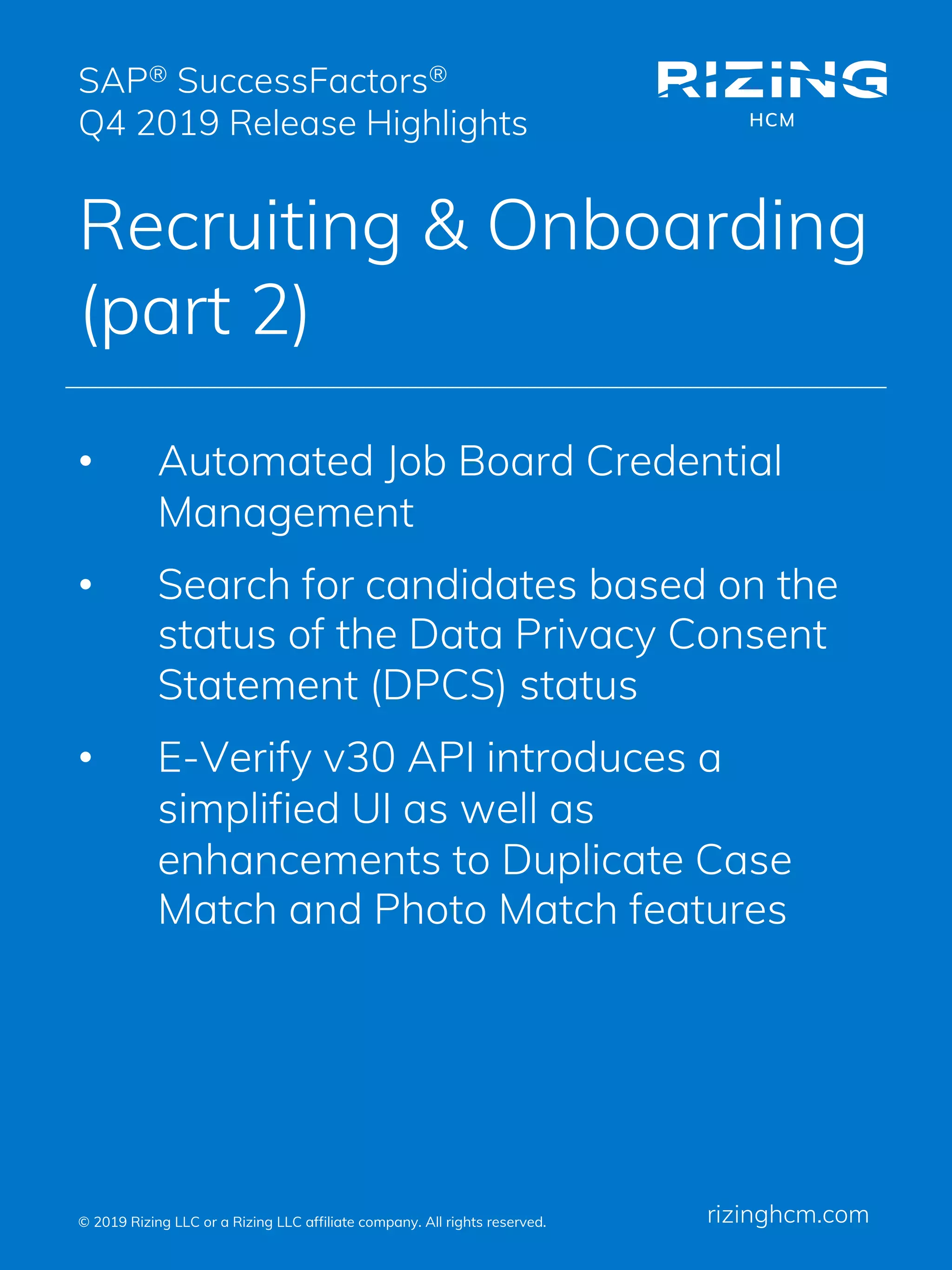 SAP SuccessFactors Q4 2019 Release Highlights | PDF