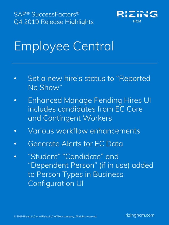 SAP SuccessFactors Q4 2019 Release Highlights | PDF