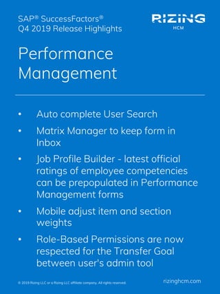 SAP SuccessFactors Q4 2019 Release Highlights | PDF