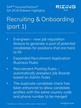 SAP SuccessFactors Q4 2019 Release Highlights | PDF